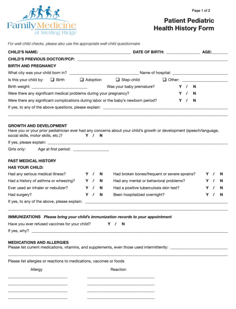 Office Forms – Family Medicine at Sterling Ridge